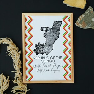 Republic of Congo Wall Art, Printable Congo Map Wall Art, Patriotic ...