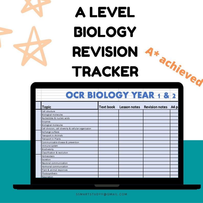 A Level Biology OCR Revision Tracker for A* Students - Etsy