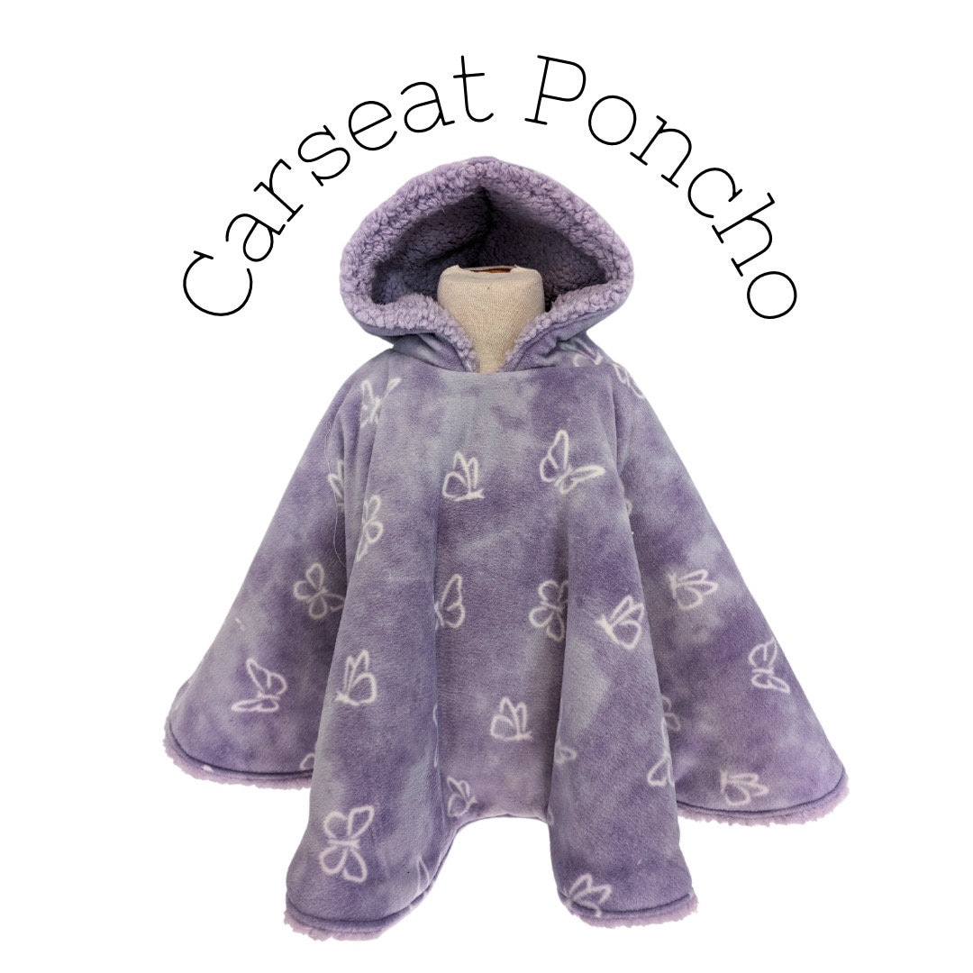 Carseat Poncho, Purple Butterfly Hooded Poncho, Birthday Gift ...