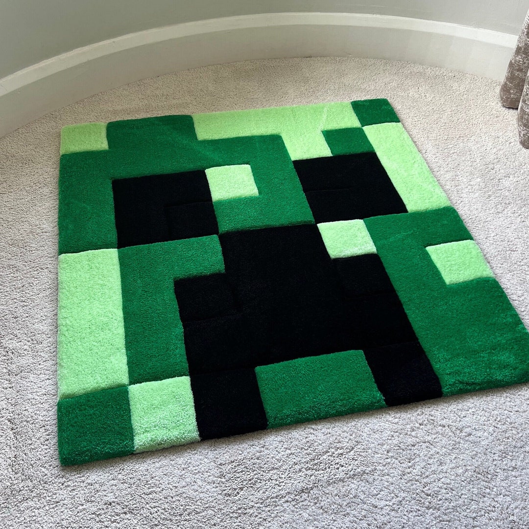 Minecraft Rug | Creeper Rug | Kids Rugs | Gaming Rug | Handmade Tufted ...
