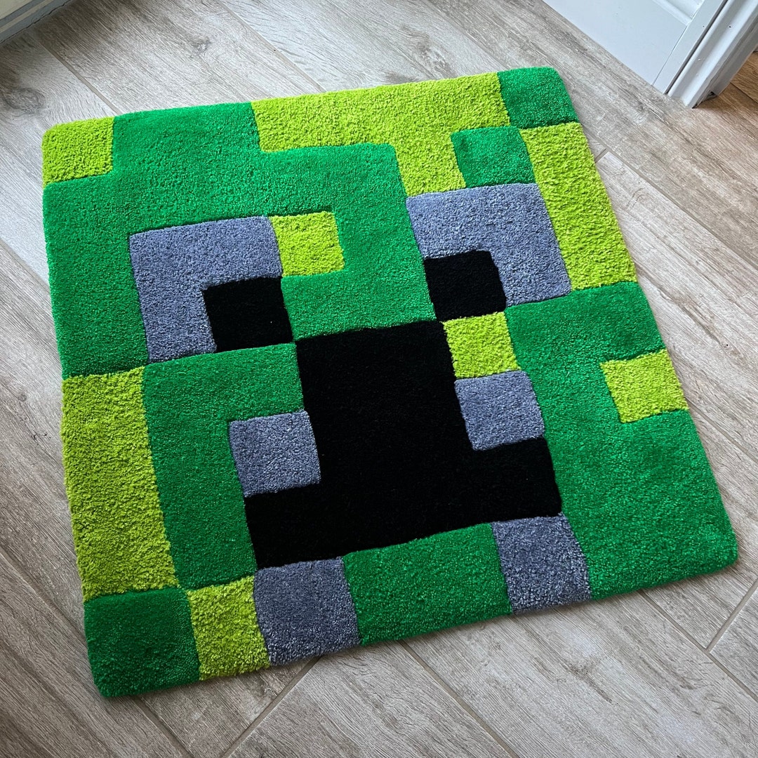 Minecraft Rug Creeper Rug Kids Rugs Gaming Rug - Etsy