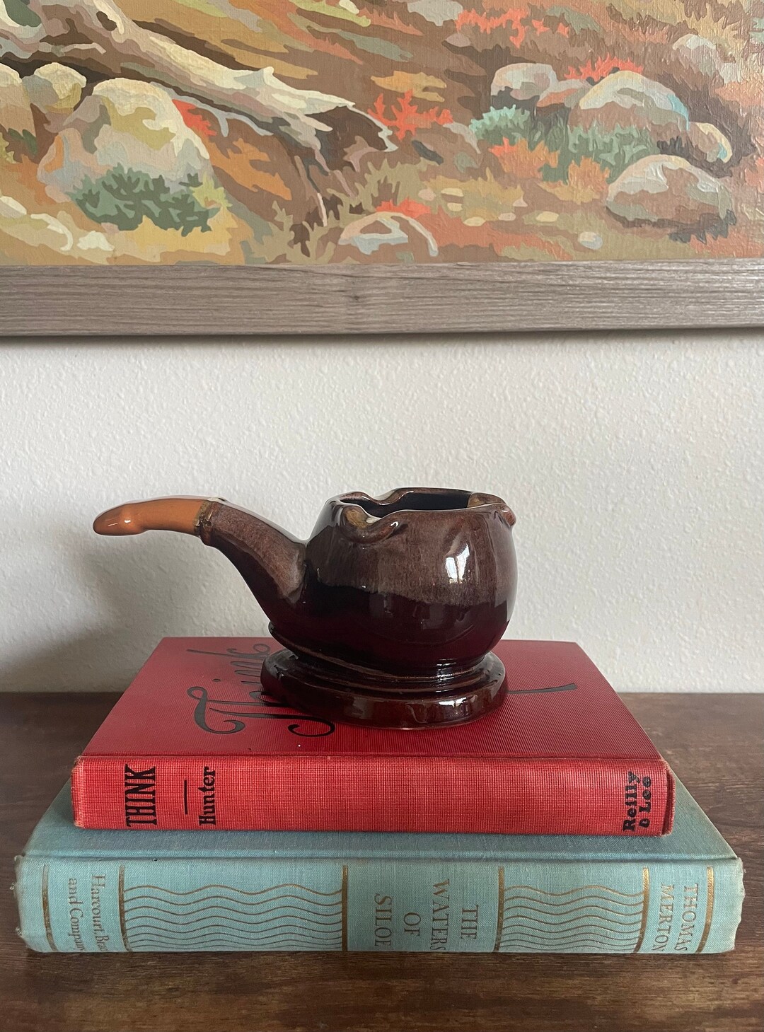 Vintage Napco Japan Brown Glazed Ceramic Smoking Pipe Ashtray Indoor ...