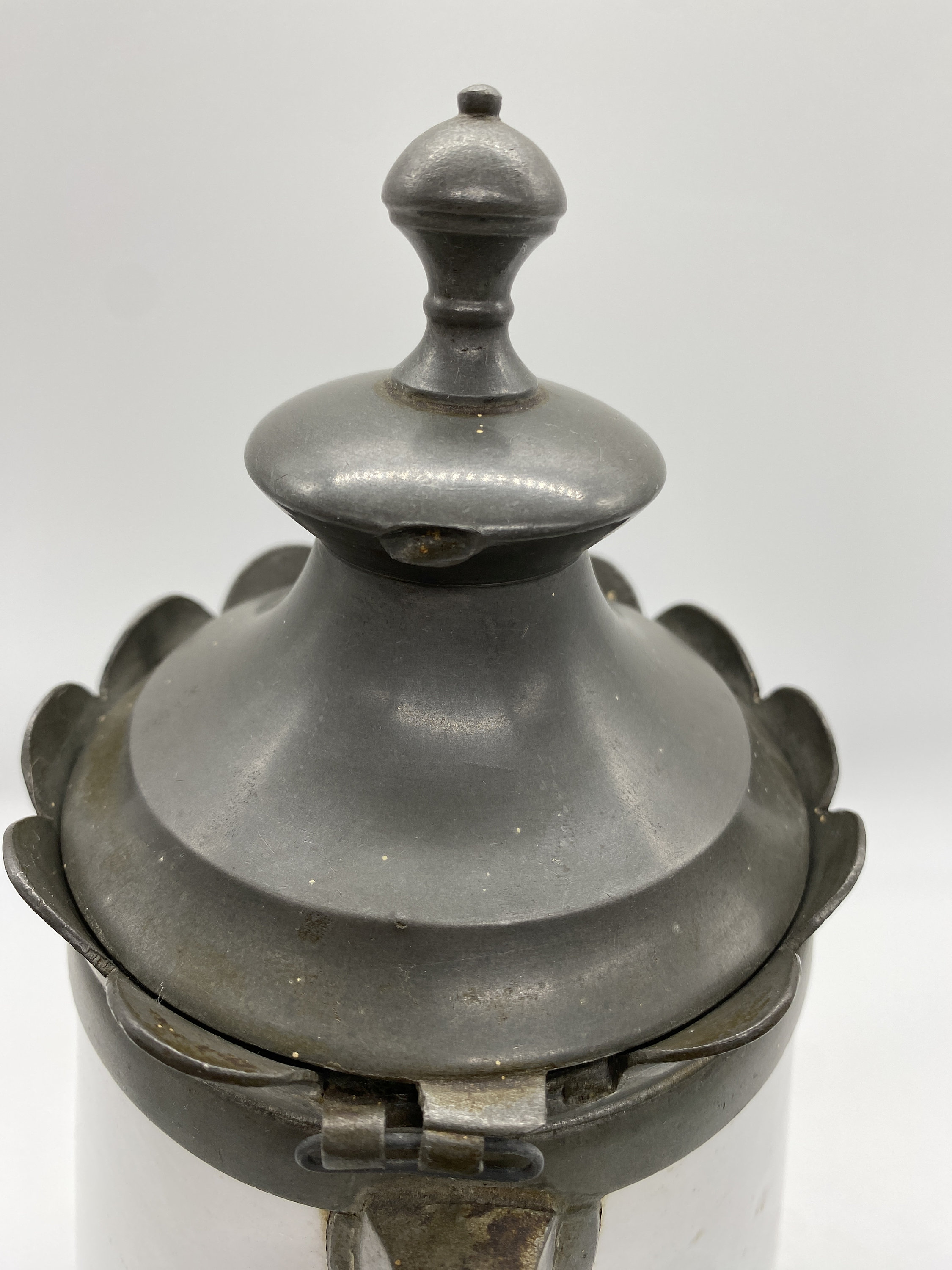 Antique Porcelain Enamel & Pewter Coffee Pot Manning and Bowman 1880s ...