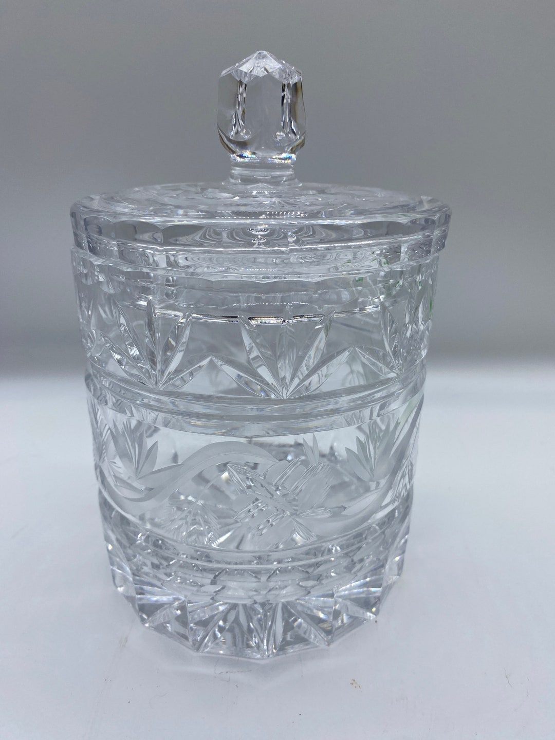 Lead Crystal Biscuit/candy Jar With Lid - Etsy
