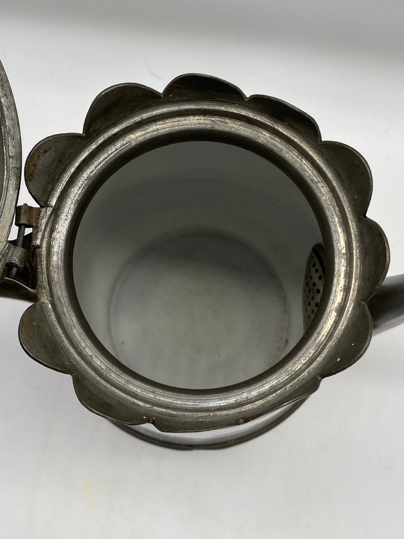 Antique Porcelain Enamel & Pewter Coffee Pot Manning and Bowman 1880s ...