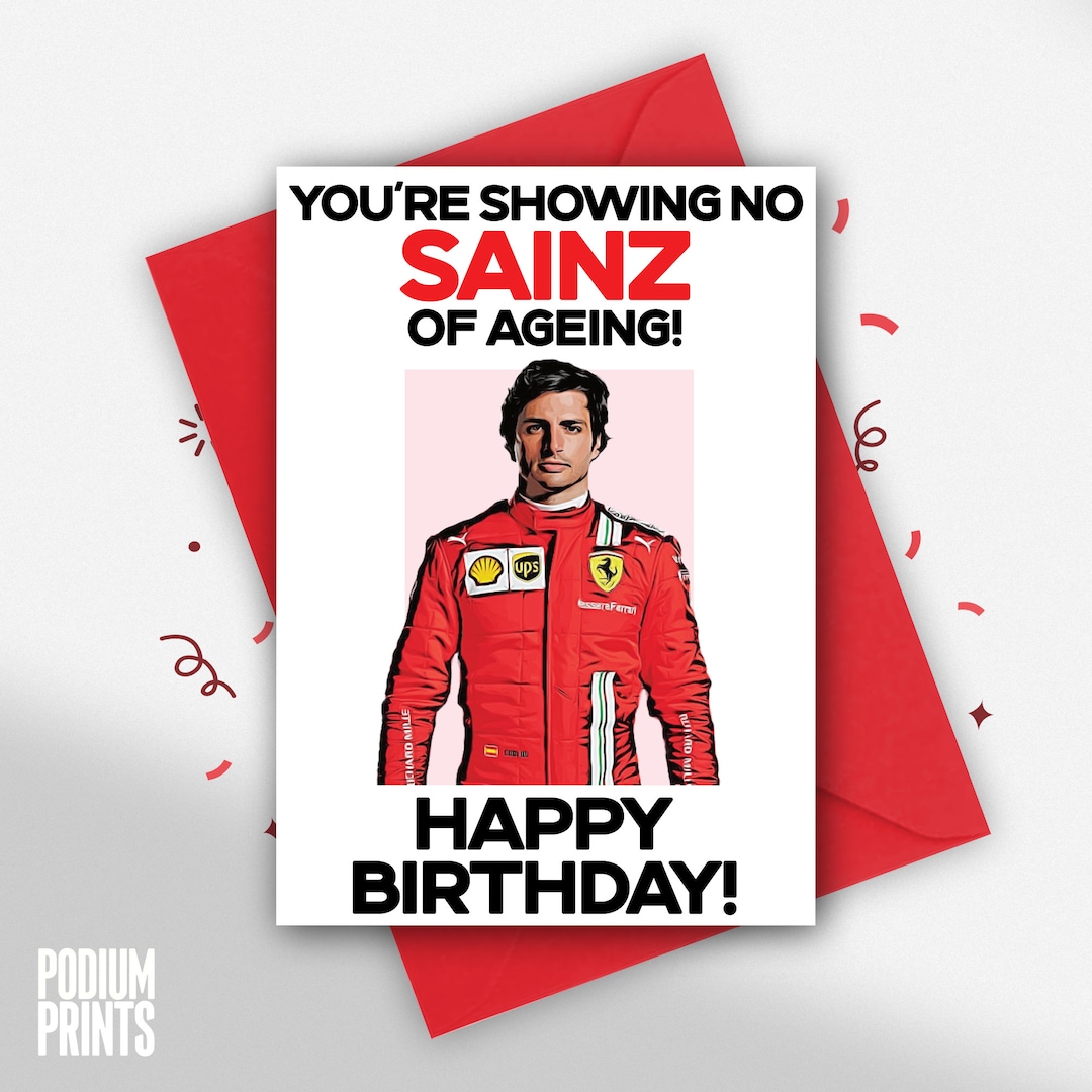 Carlos Sainz Fan Formula 1 Birthday Card Ferrari F1 Grand Prix - Etsy