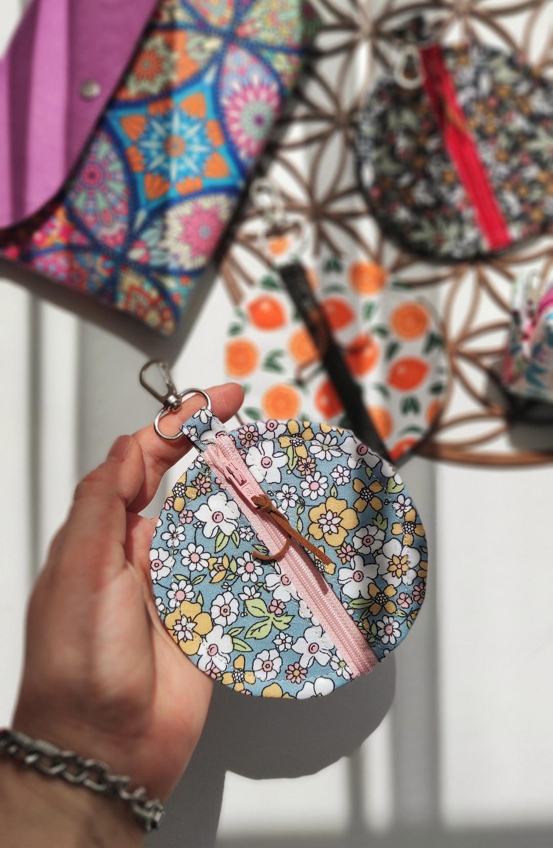 Circle Pouch Round Pouch Bag Keyring Pouch Keychain Purse Pouch Circle ...