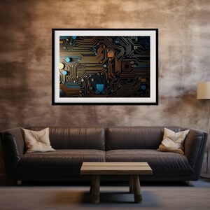 Large CPU Wall Art - Minimalist Circuit Design, Printable IT Poster ...
