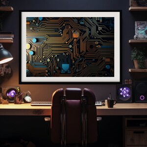 Large CPU Wall Art - Minimalist Circuit Design, Printable IT Poster ...