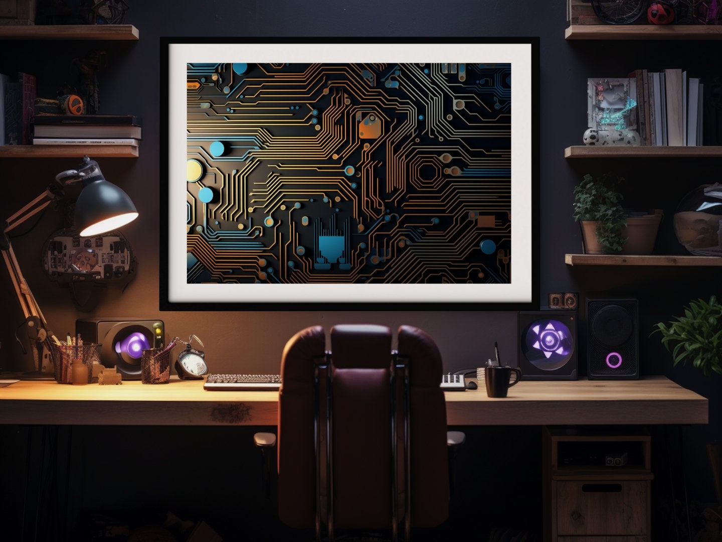 Large CPU Wall Art - Minimalist Circuit Design, Printable IT Poster ...