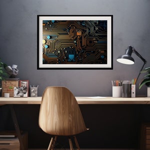 Large CPU Wall Art - Minimalist Circuit Design, Printable IT Poster ...