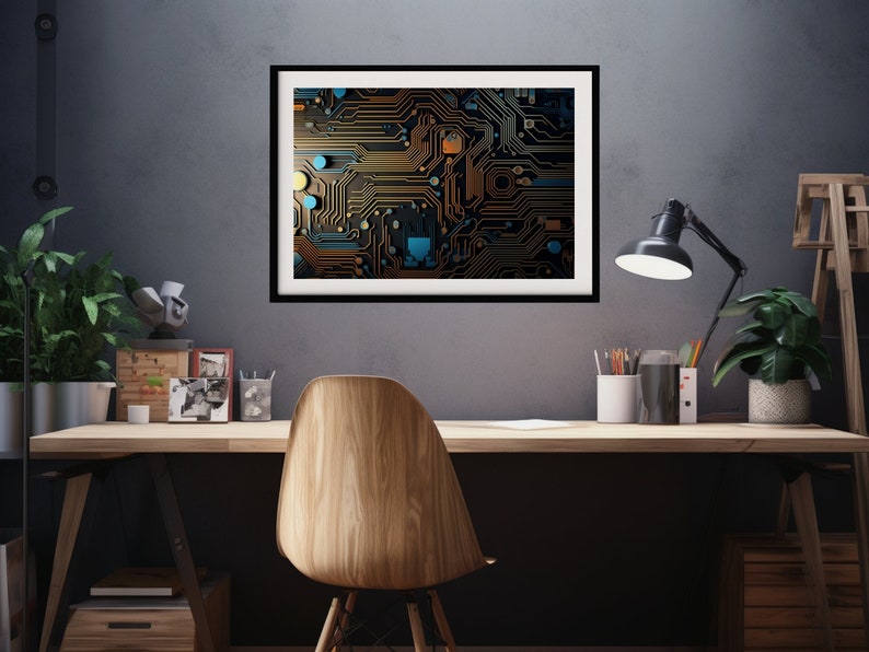 Large CPU Wall Art - Minimalist Circuit Design, Printable IT Poster ...