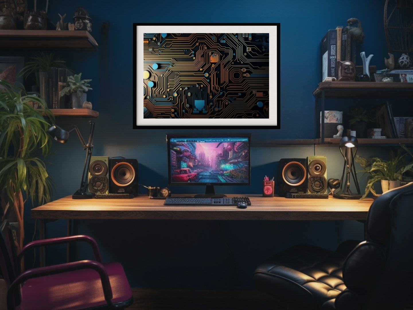 Large CPU Wall Art - Minimalist Circuit Design, Printable IT Poster ...