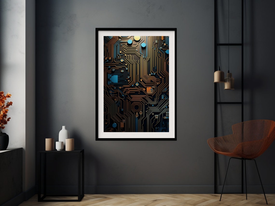 Large CPU Wall Art - Minimalist Circuit Design, Printable IT Poster ...