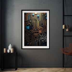 Large CPU Wall Art - Minimalist Circuit Design, Printable IT Poster ...
