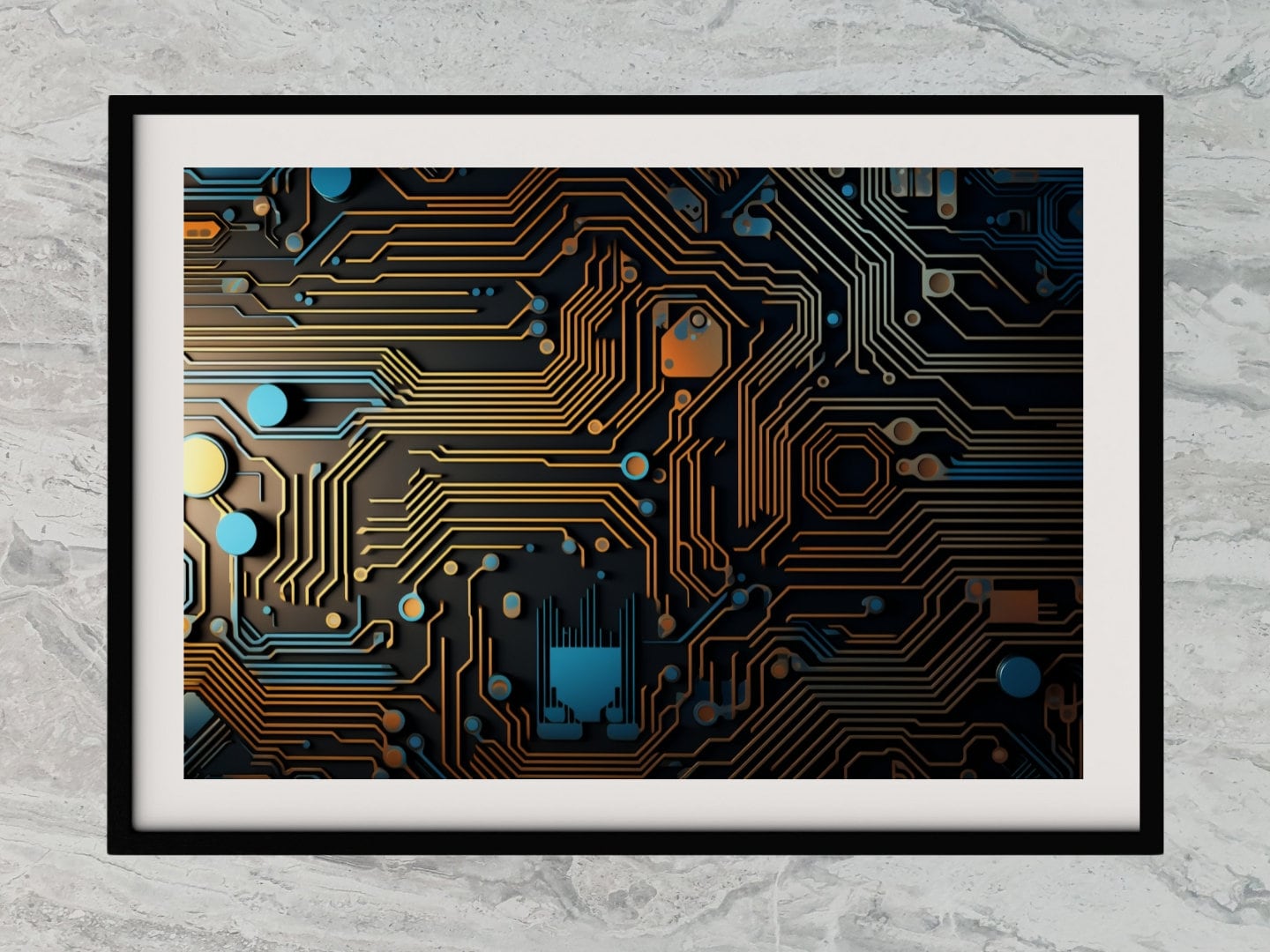 Large CPU Wall Art - Minimalist Circuit Design, Printable IT Poster ...
