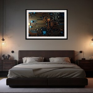 Large CPU Wall Art - Minimalist Circuit Design, Printable IT Poster ...