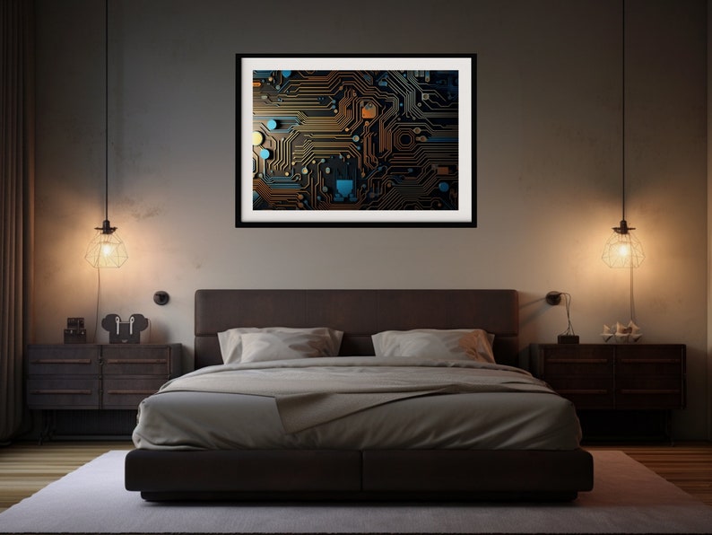 Large CPU Wall Art - Minimalist Circuit Design, Printable IT Poster ...