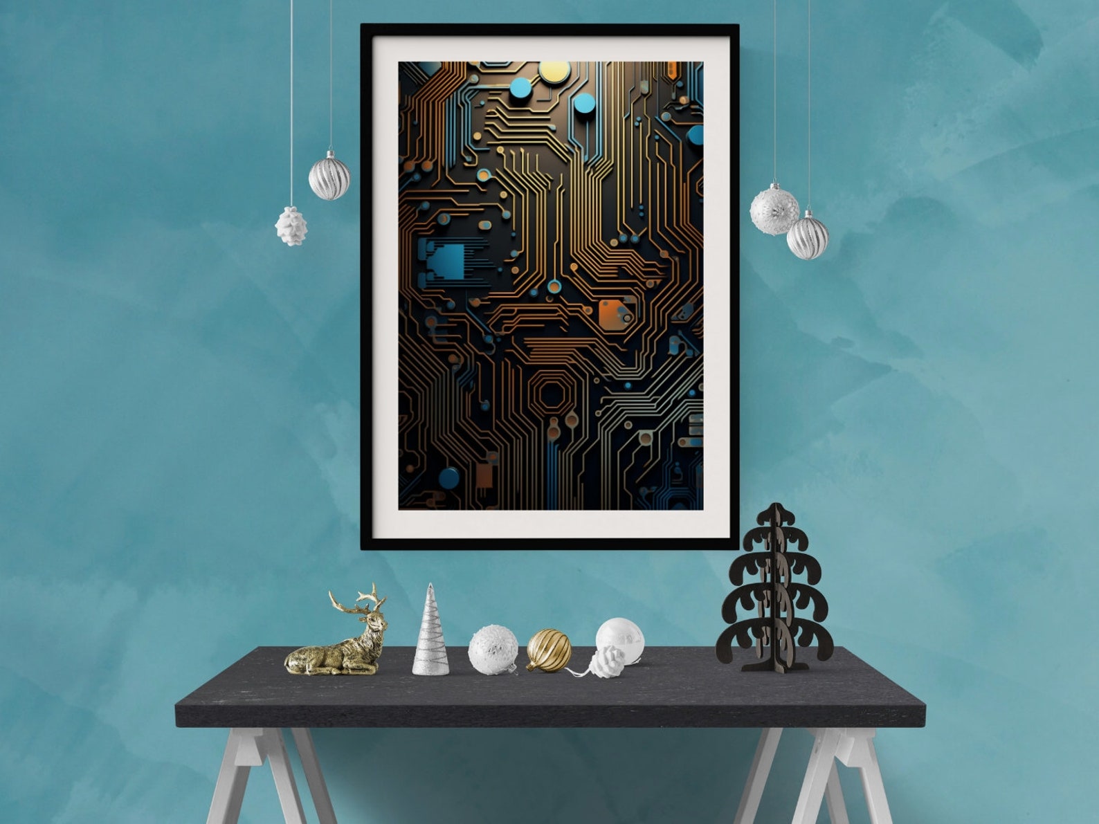 Large CPU Wall Art - Minimalist Circuit Design, Printable IT Poster ...