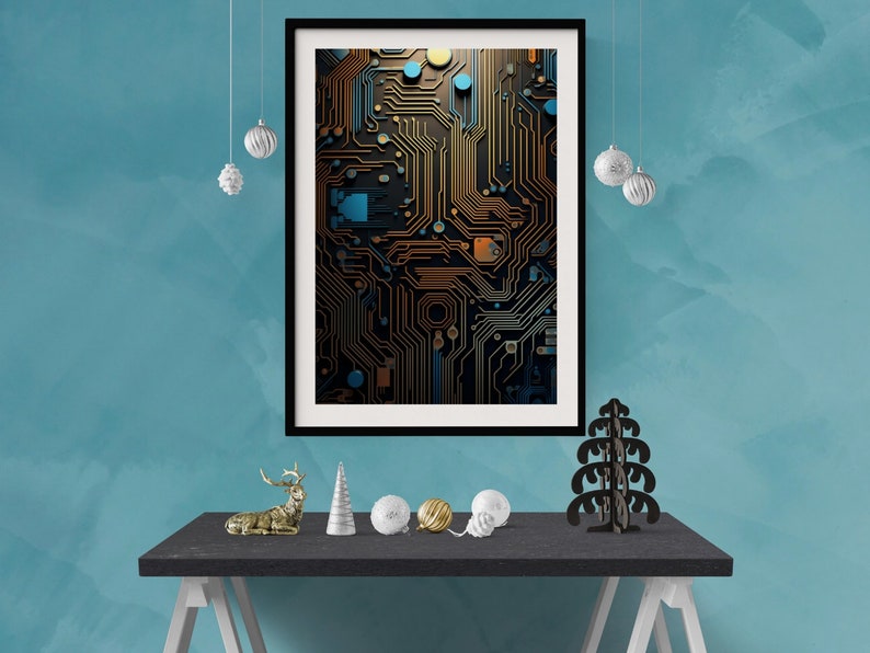Large CPU Wall Art - Minimalist Circuit Design, Printable IT Poster ...