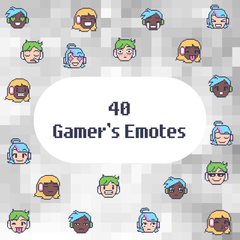 50+ Tiktok & Twitch Pixel Gamer's Emotes + Canva Template - Etsy