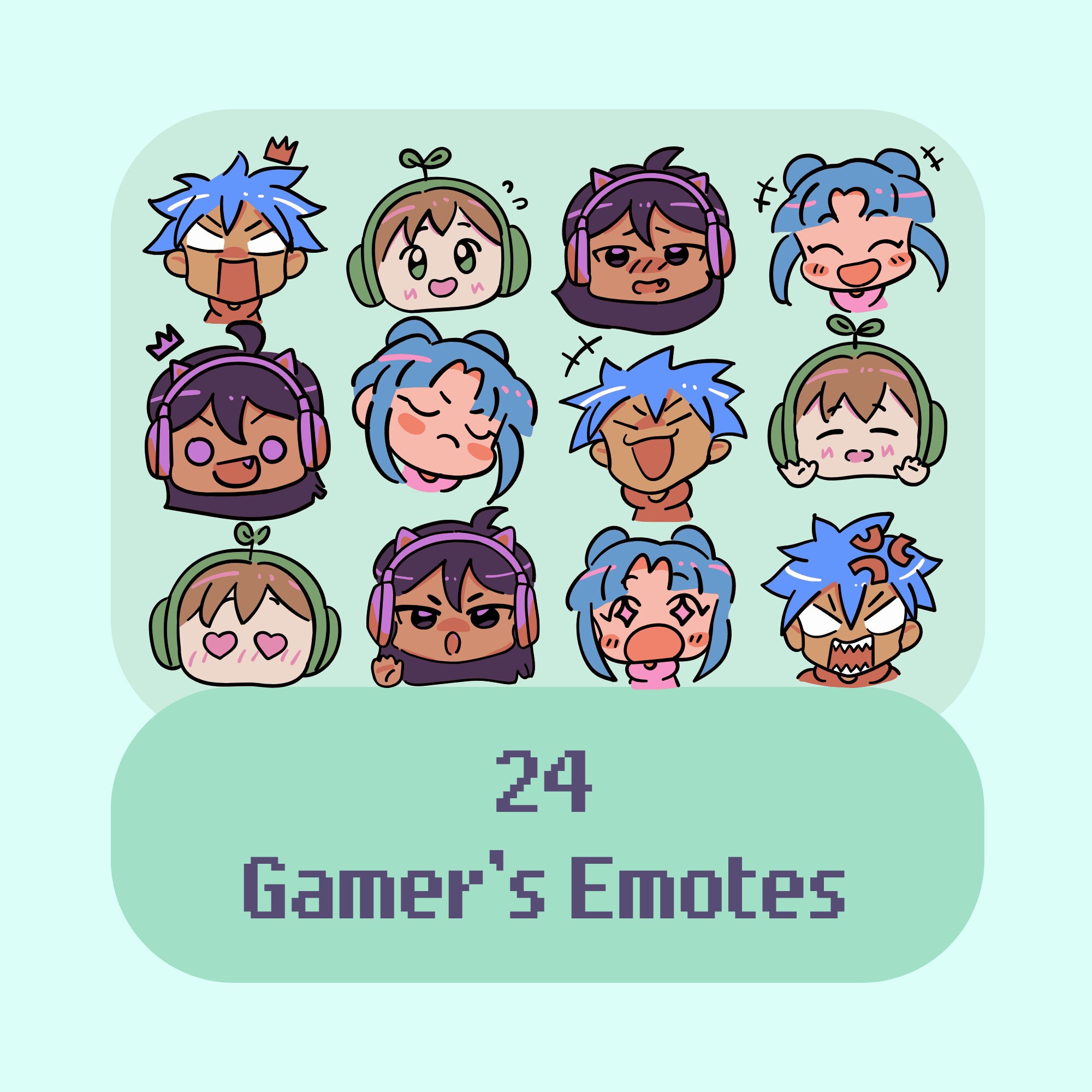 48 Tiktok & Twitch Gamer's Emotes + Canva Template - Etsy