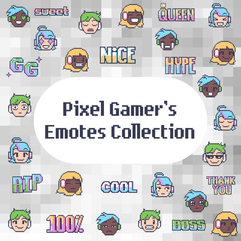 50+ Tiktok & Twitch Pixel Gamer's Emotes + Canva Template - Etsy