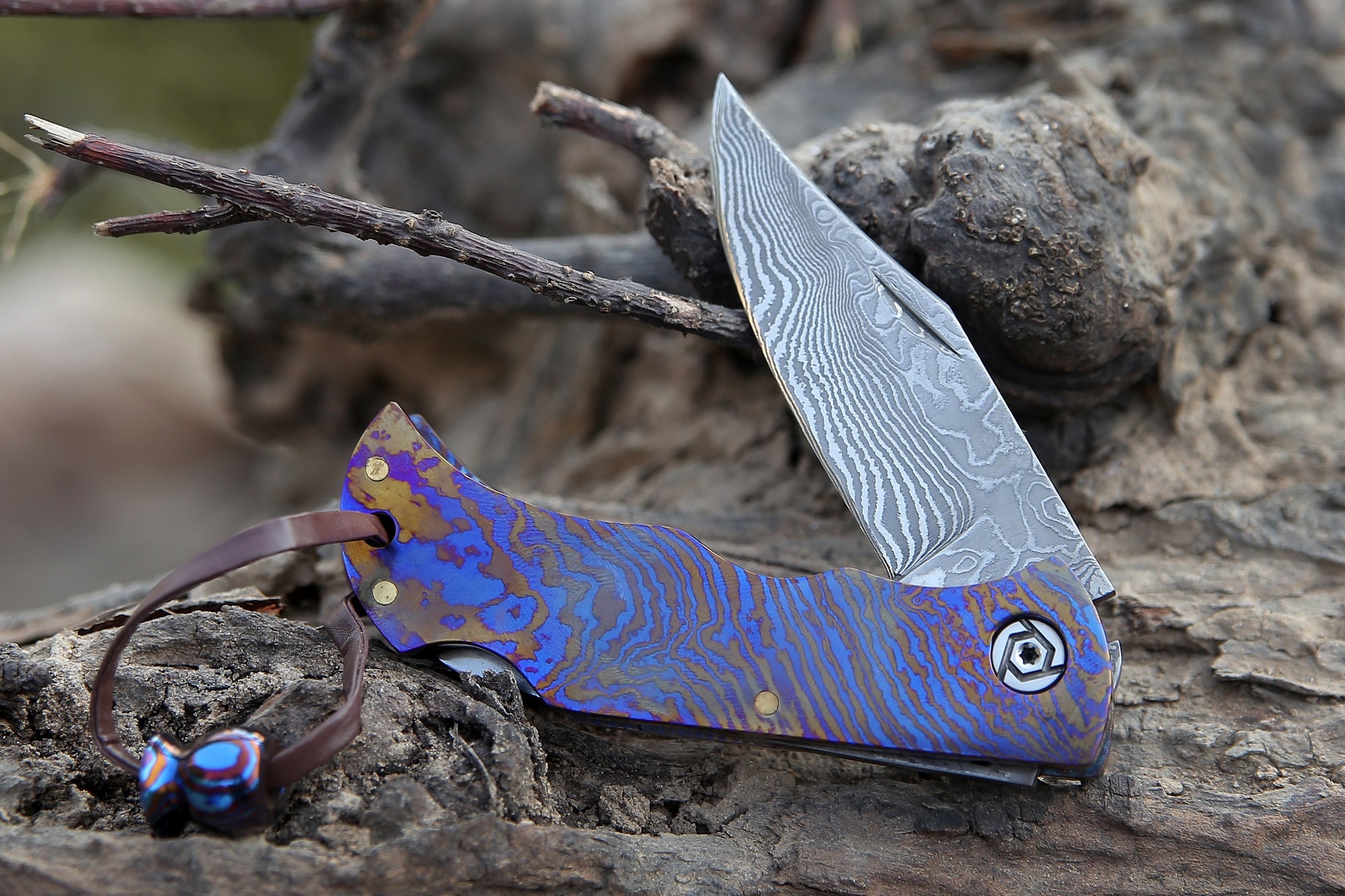Timascus Folding Knife Hand Forged With Leather Sheath Gift for Her ...
