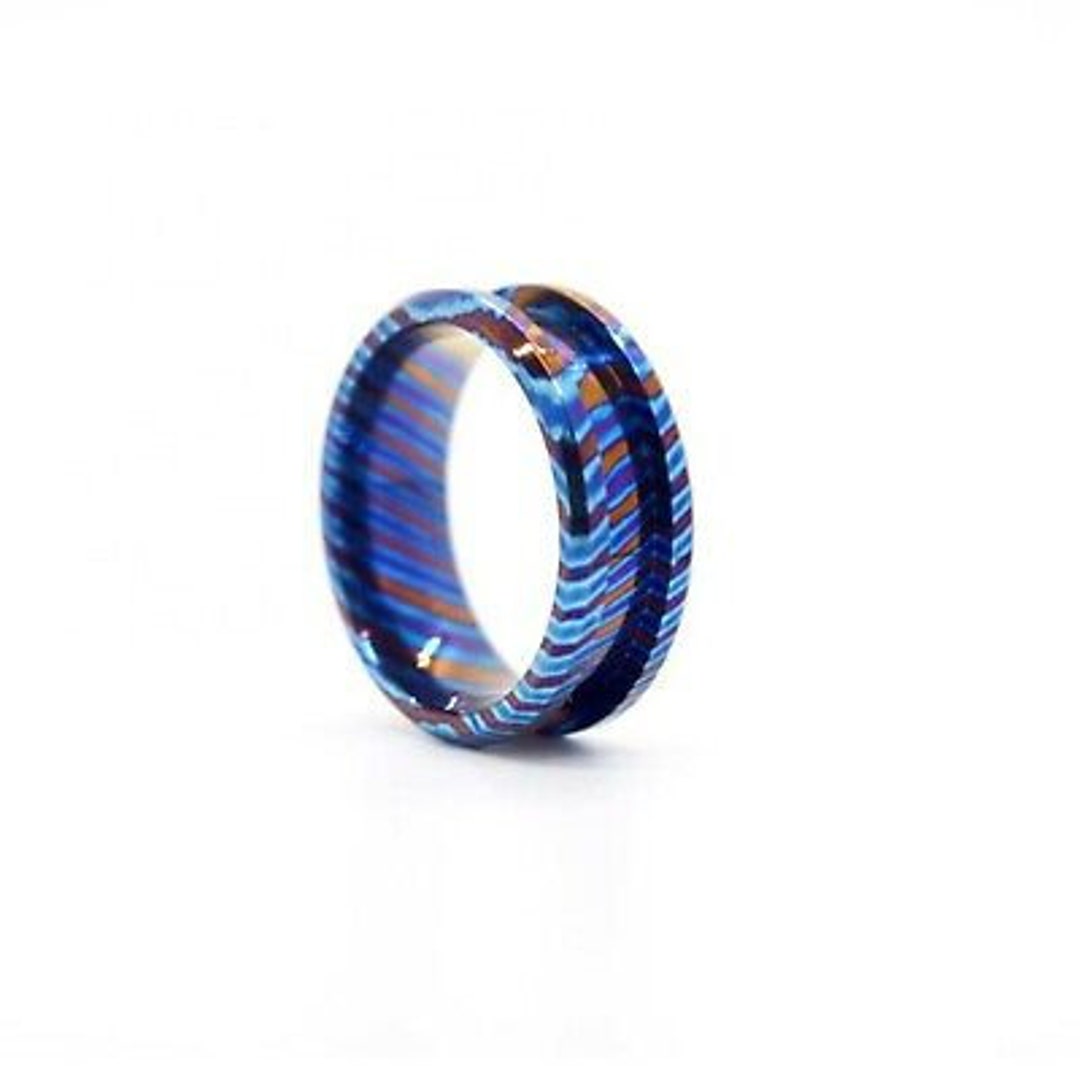 Timascus Ring Bevelled Custom Handmade, Mokuti Ring, Wedding Band ...