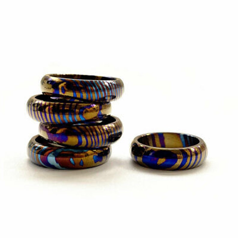 Timascus Ring Bevelled Custom Handmade Mokuti Ring Wedding - Etsy