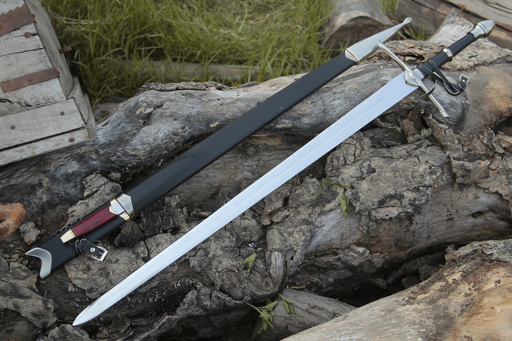 High Corban Steel Sword Custom Handmade With Leather Sheath - Etsy