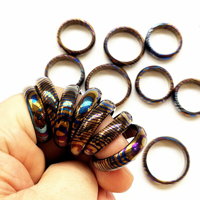 Timascus Ring Bevelled Custom Handmade Mokuti Ring Wedding - Etsy