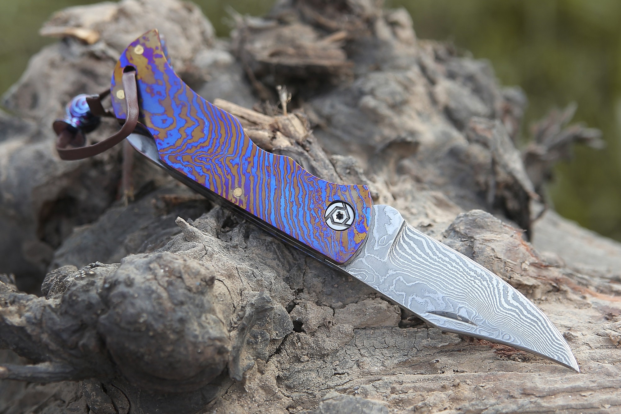 Timascus Folding Knife Hand Forged With Leather Sheath Gift for Her ...
