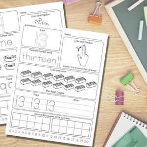 Number Worksheets, 0-20 Printables, ASL Numbers, Counting, 10 Frames ...