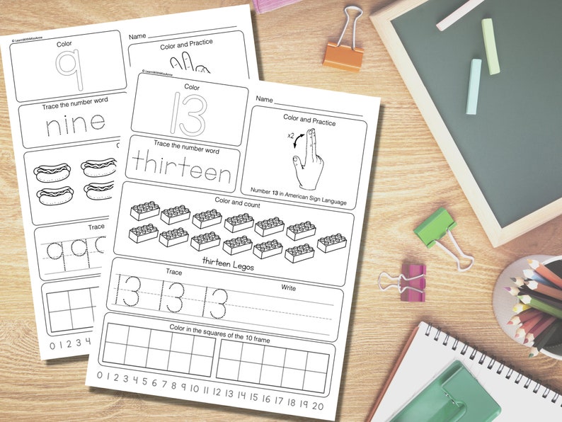 Number Worksheets, 0-20 Printables, ASL Numbers, Counting, 10 Frames ...