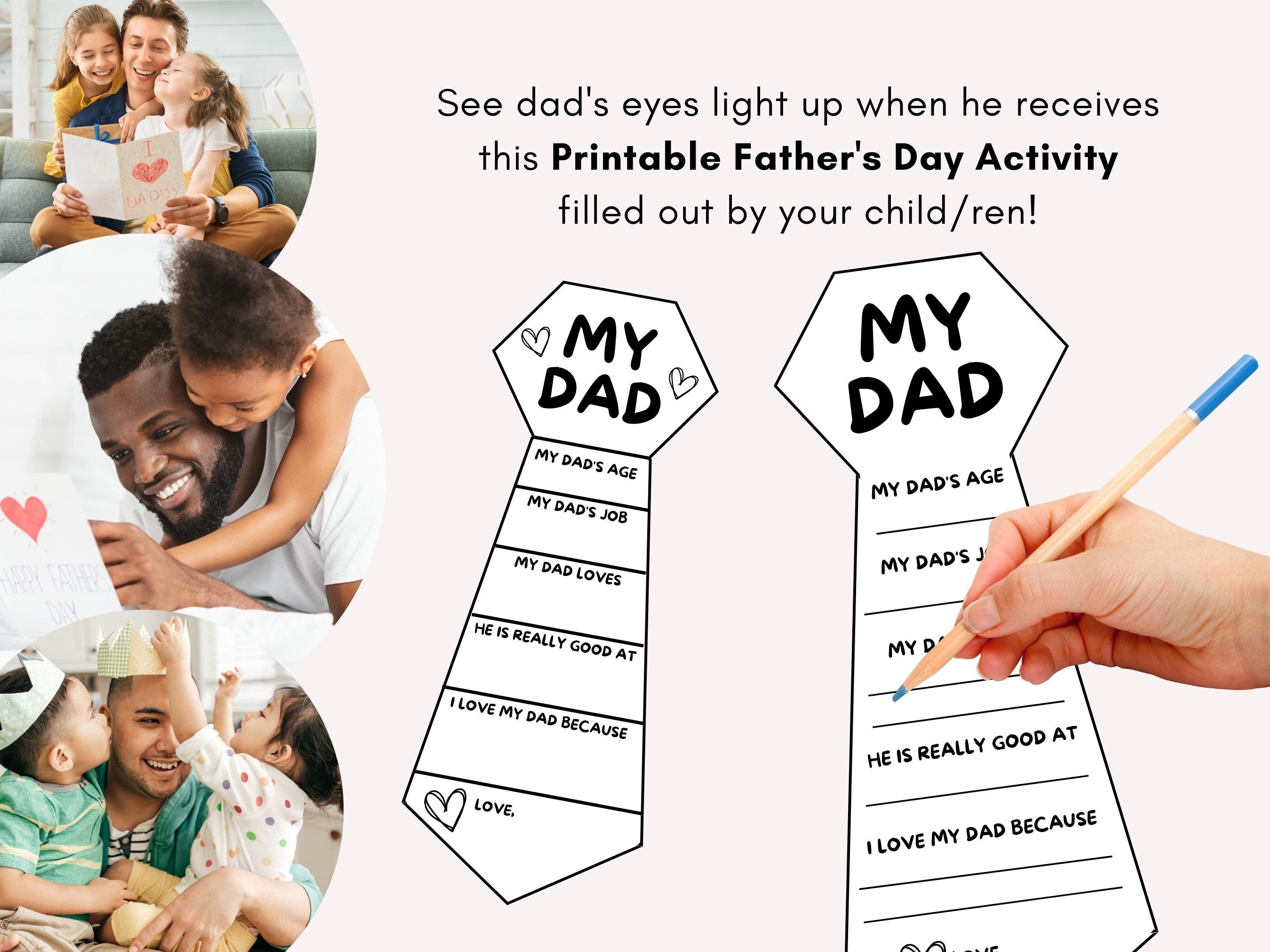 Father's Day Printable All About Dad Tie Last Minute - Etsy