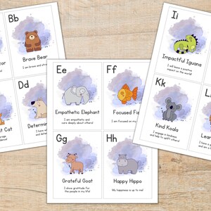 Mindfulness Alphabet Animal Cards, Affirmations for Kids, Preschool ...