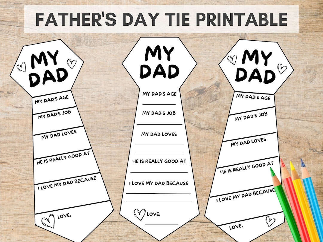 Father's Day Printable All About Dad Tie Last Minute - Etsy