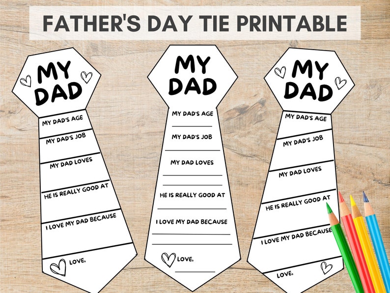 Father's Day Printable All About Dad Tie Last Minute - Etsy