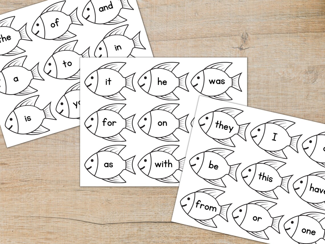 Printable Sight Word Fishing Game for Kindergarten First Grade - Etsy