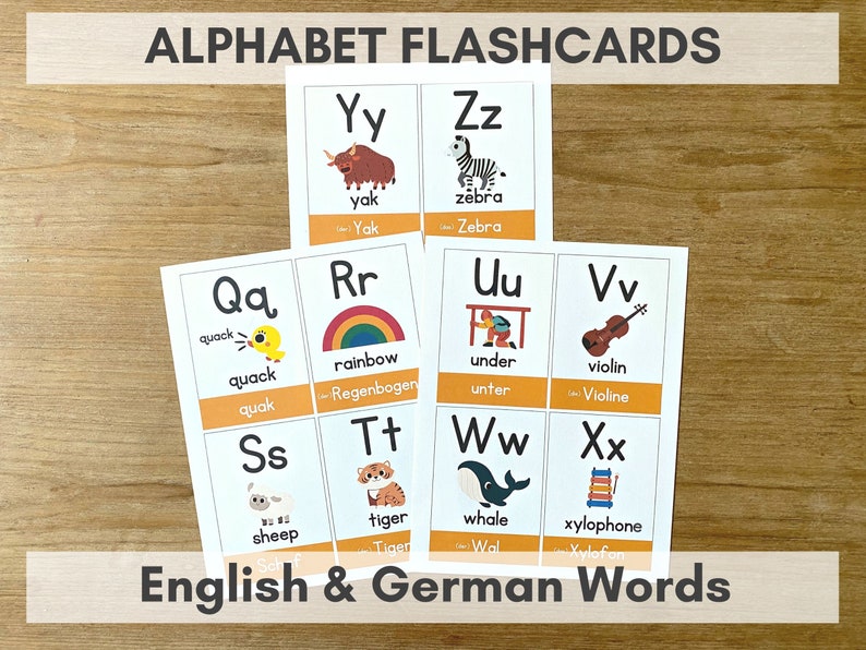 English German Alphabet Cards, Preschool Flashcards, Toddler Flashcards ...