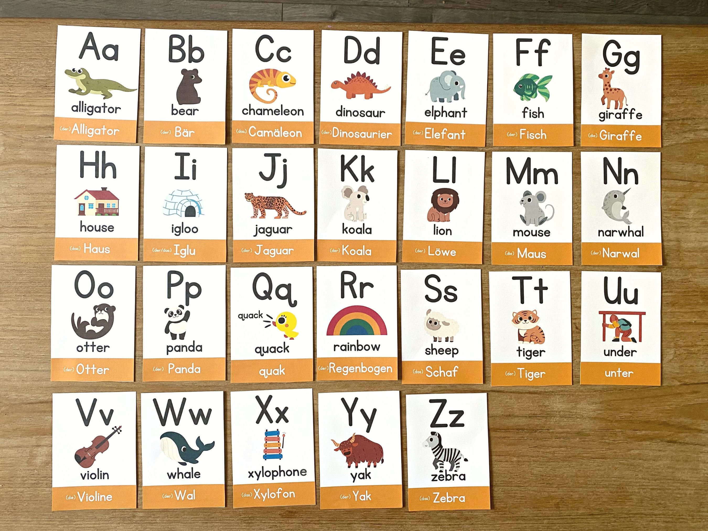 English German Alphabet Cards, Preschool Flashcards, Toddler Flashcards ...