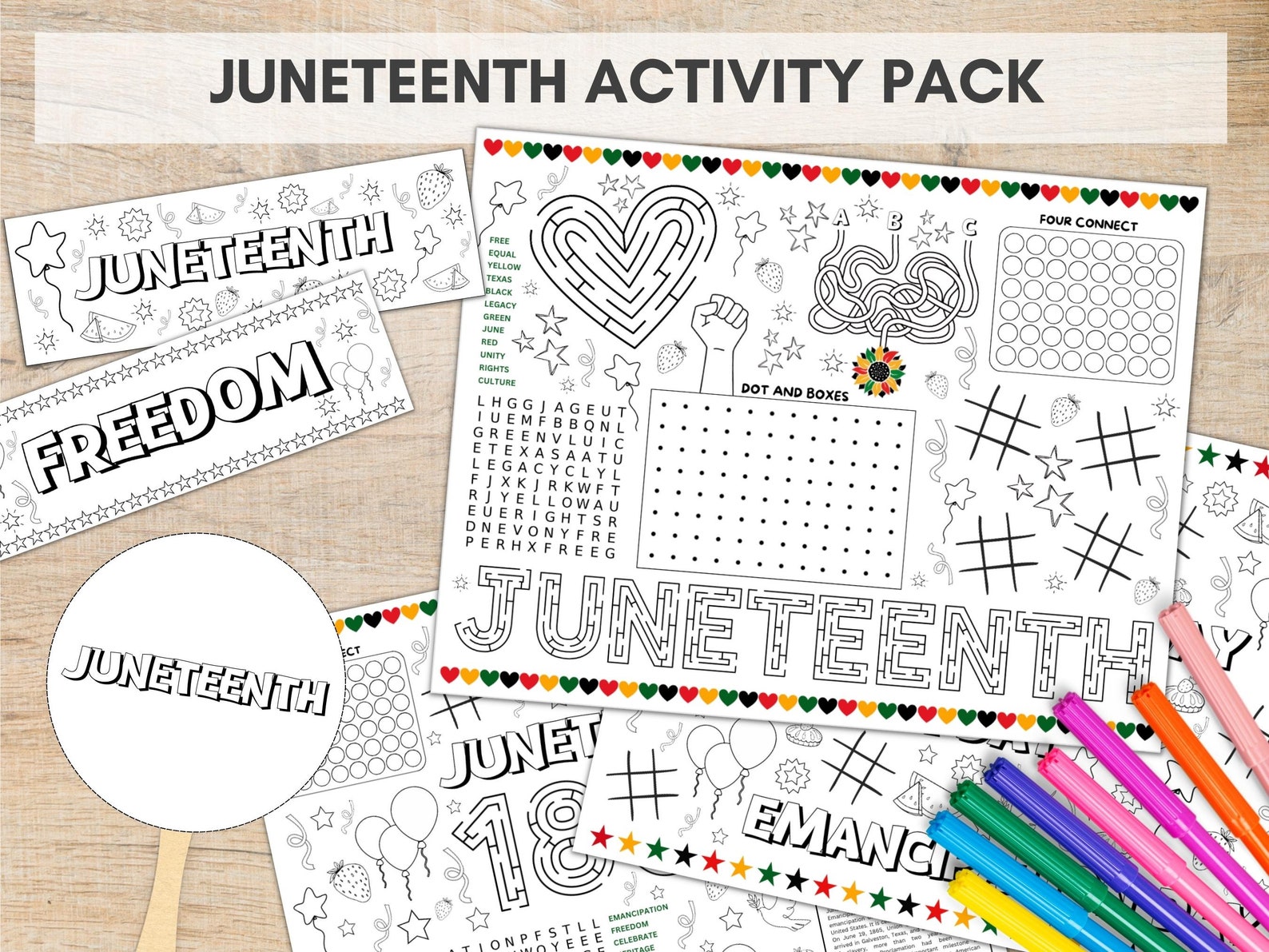 Printable Juneteenth Activity Pack for Kids, Freedom Day Coloring and ...