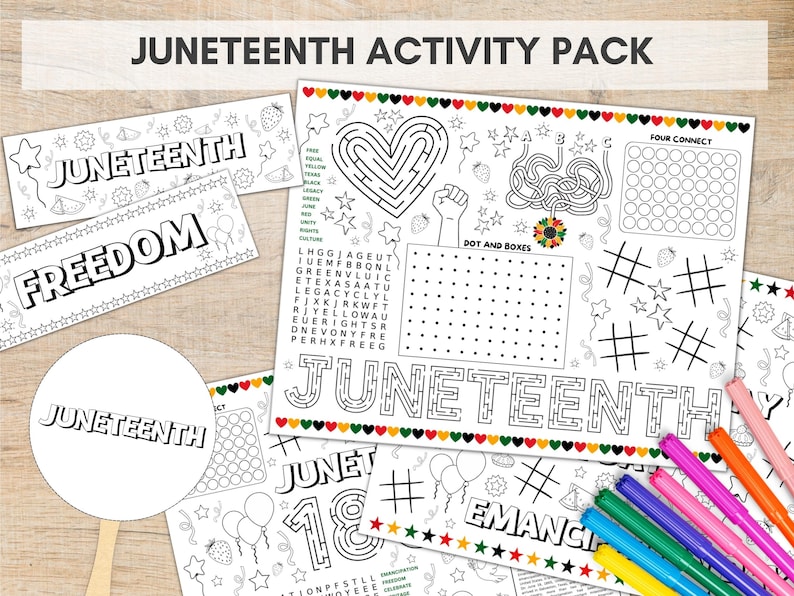 Printable Juneteenth Activity Pack for Kids, Freedom Day Coloring and ...