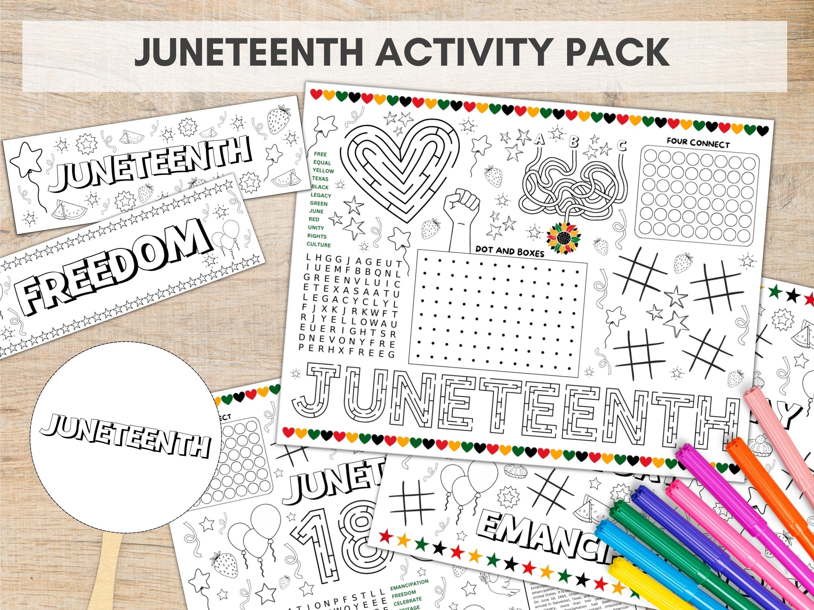 Printable Juneteenth Activity Pack for Kids, Freedom Day Coloring and ...