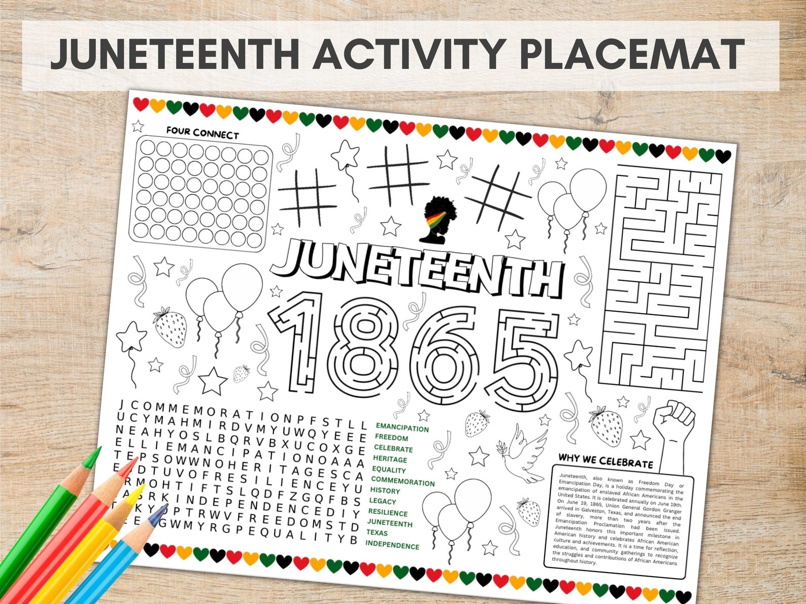 Printable Juneteenth Activity Pack for Kids, Freedom Day Coloring and ...