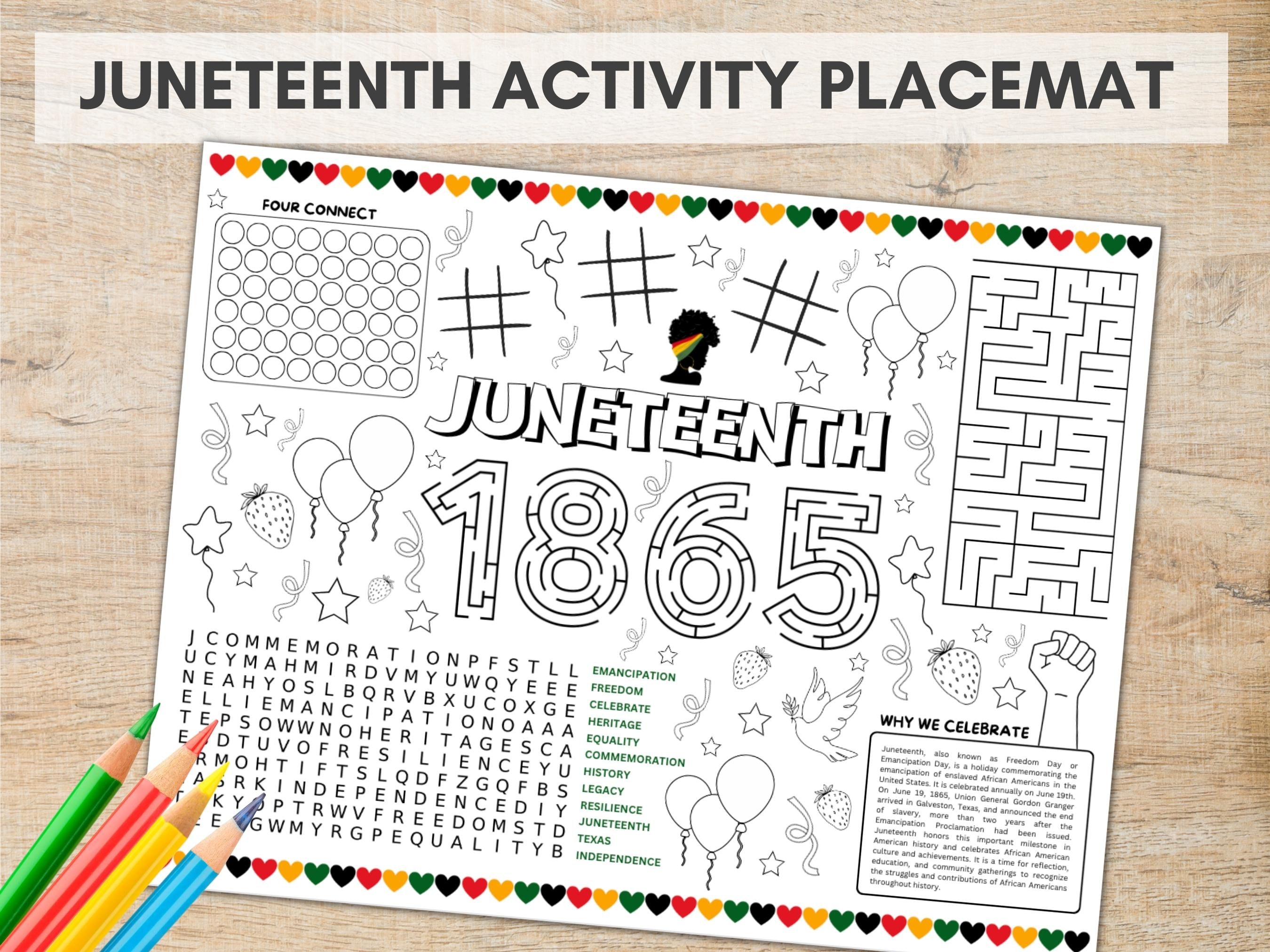 Printable Juneteenth Activity Pack for Kids, Freedom Day Coloring and ...