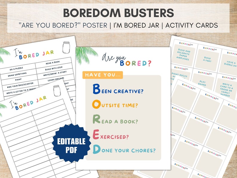 Printable Summer Activities for Kids, Printable Boredom Busters ...