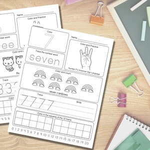 Number Worksheets, 0-20 Printables, ASL Numbers, Counting, 10 Frames ...