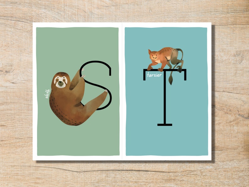 Preschool Alphabet Flash Cards Animals Learning Abcs - Etsy